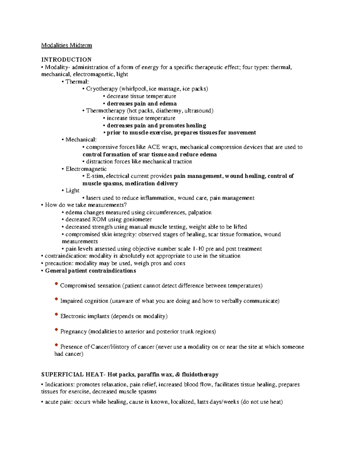 Summary - lecture Midterm - Modalities Midterm INTRODUCTION Modality ...