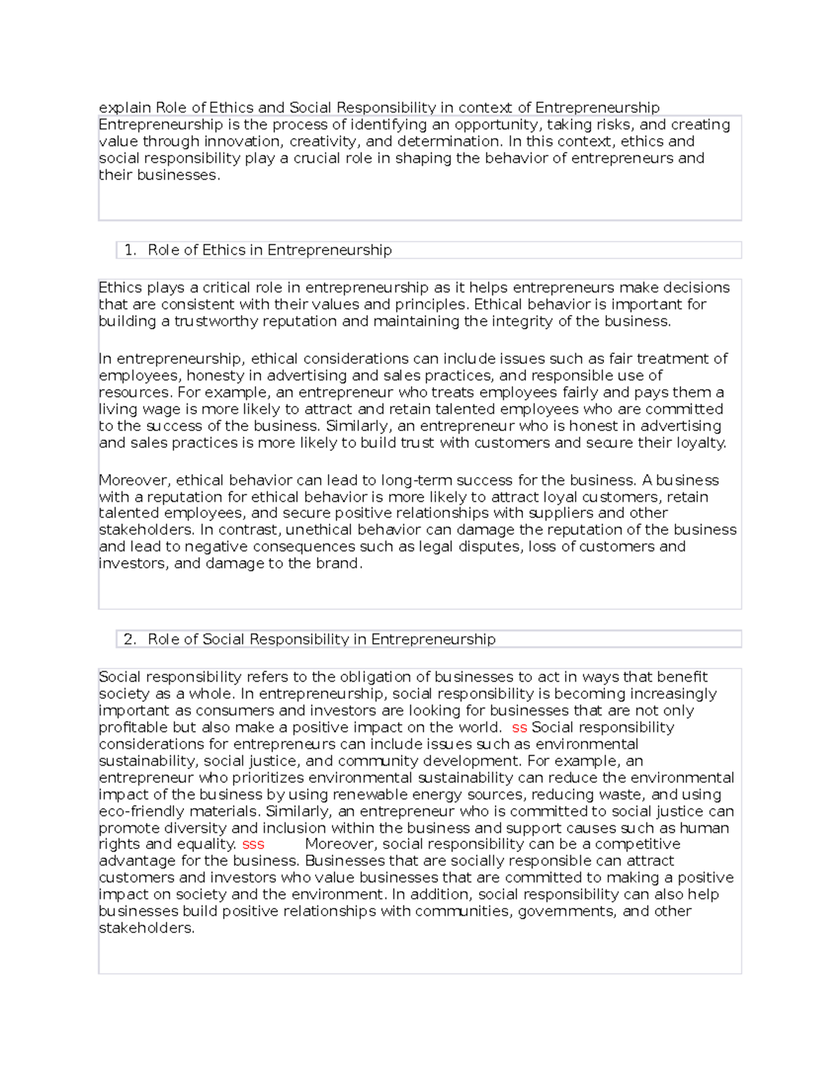 Explain Role of Ethics and Social Responsibility in context of ...