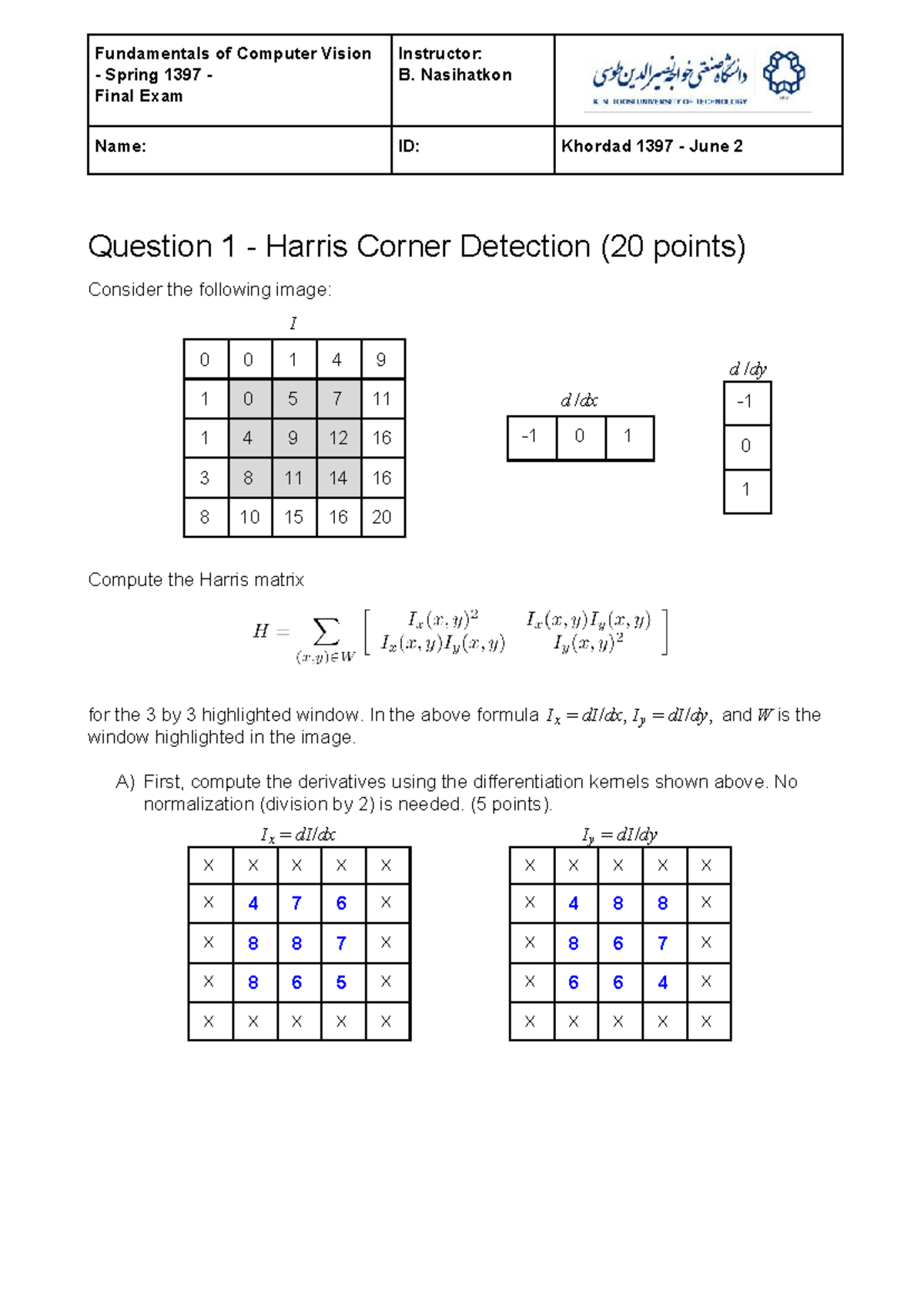 Cv undergrad final Spring 2018 key - Fundamentals of Computer Vision ...