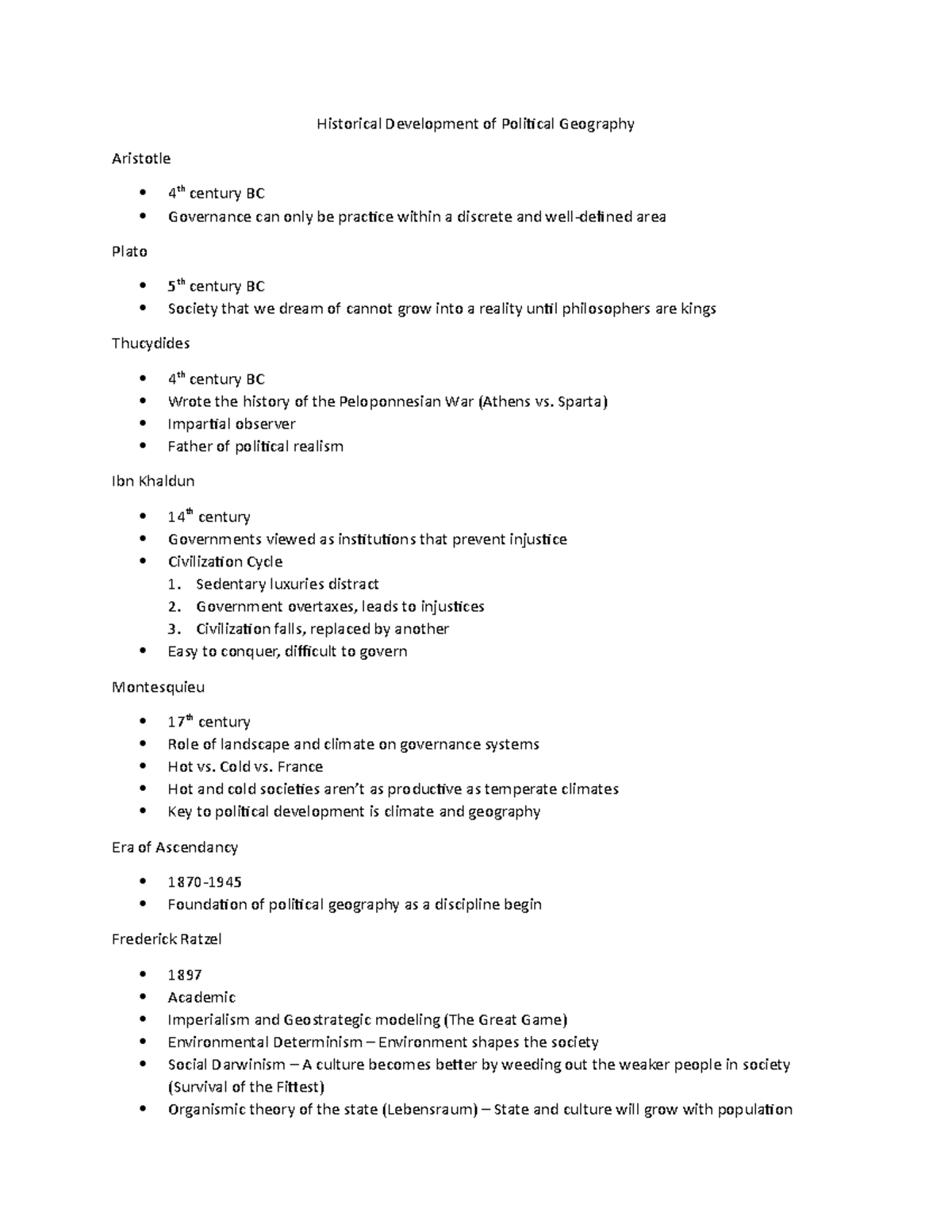 Historical Development of Political Geography - Historical Development ...