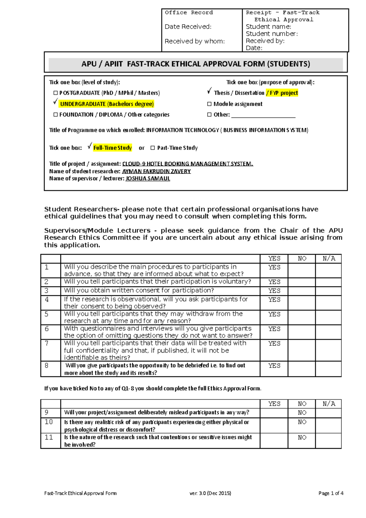 Approved Fast-Track Form 1 - Student Researchers- please note that ...