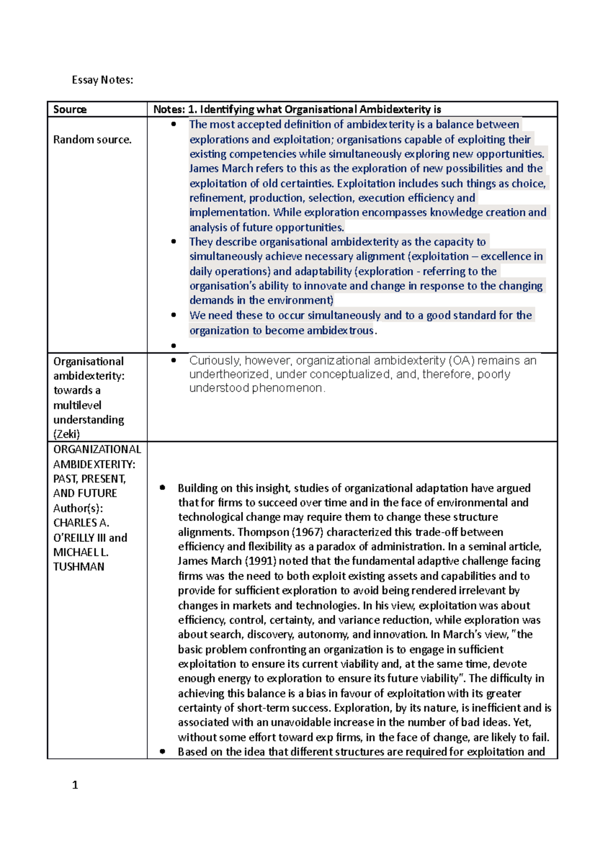 Essay Notes - Essay Notes: Source Notes: 1. Identifying what ...