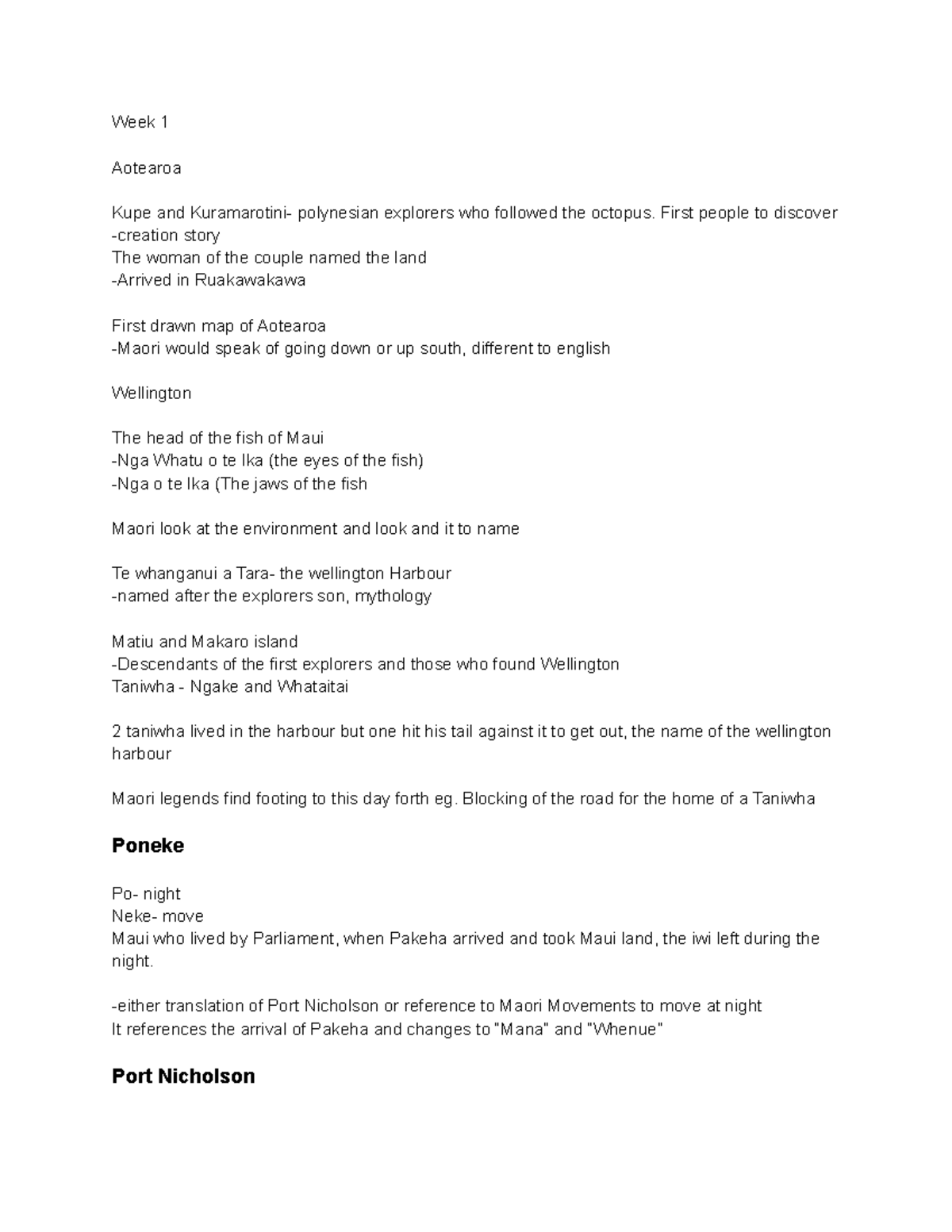 Maori 123 notes - Week 1 Aotearoa Kupe and Kuramarotini- polynesian ...