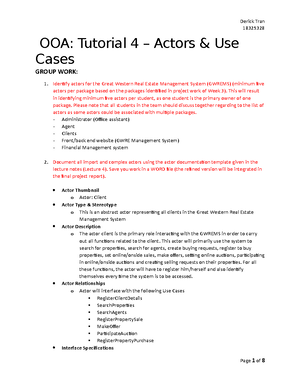 OOATutorial 2 (Week 3) - Tutorial work wk 3 - 300144 Object Oriented ...