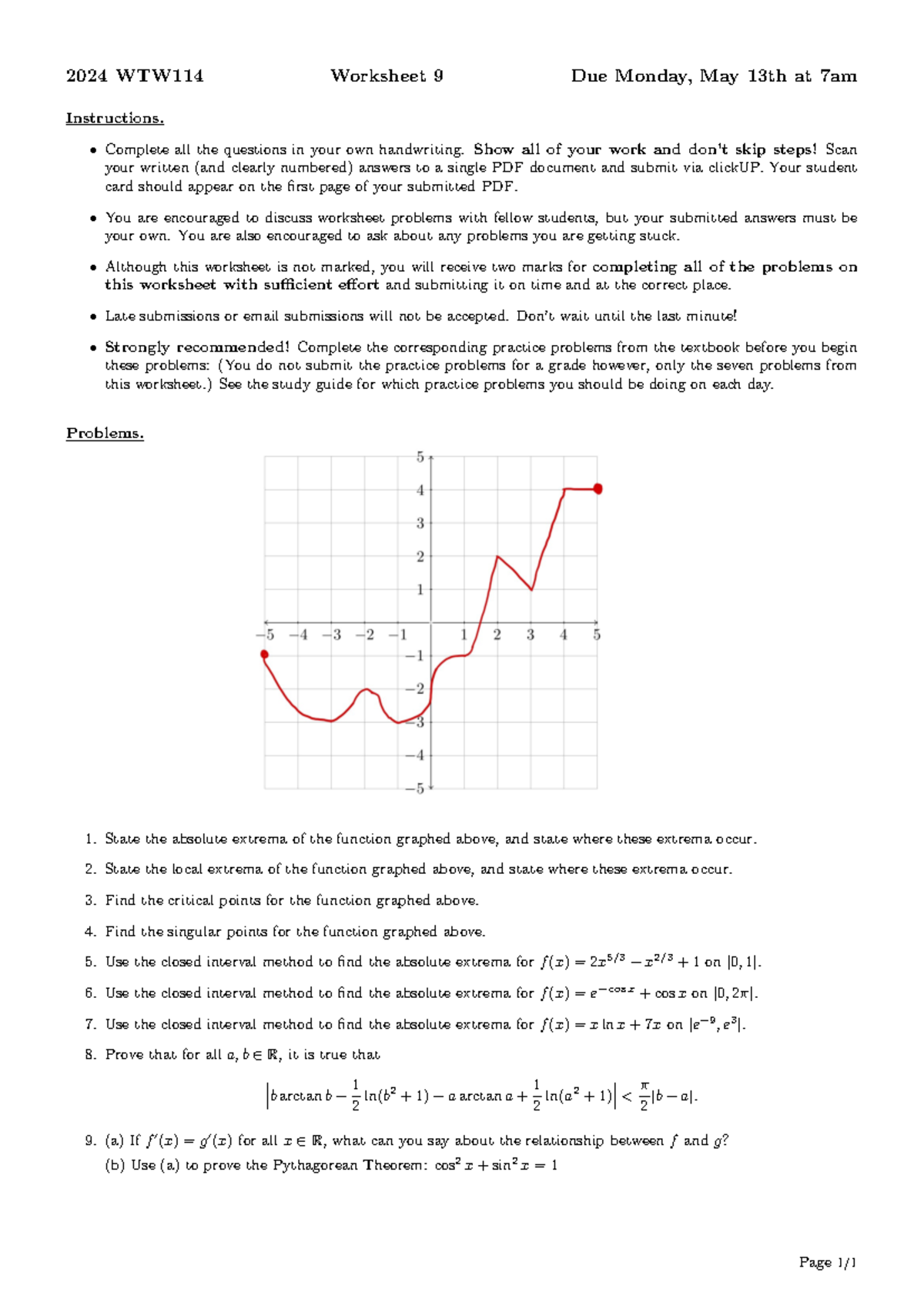 Worksheet 9 - 2024 WTW114 Worksheet 9 Due Monday, May 13th at 7am ...