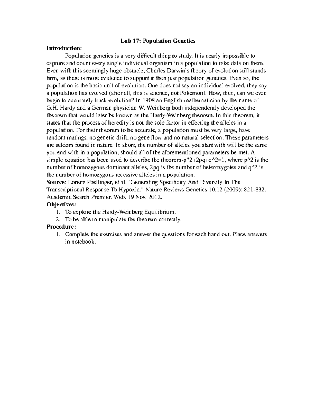 Lab 17 - Lab write up - Lab 17: Population Genetics Introduction ...