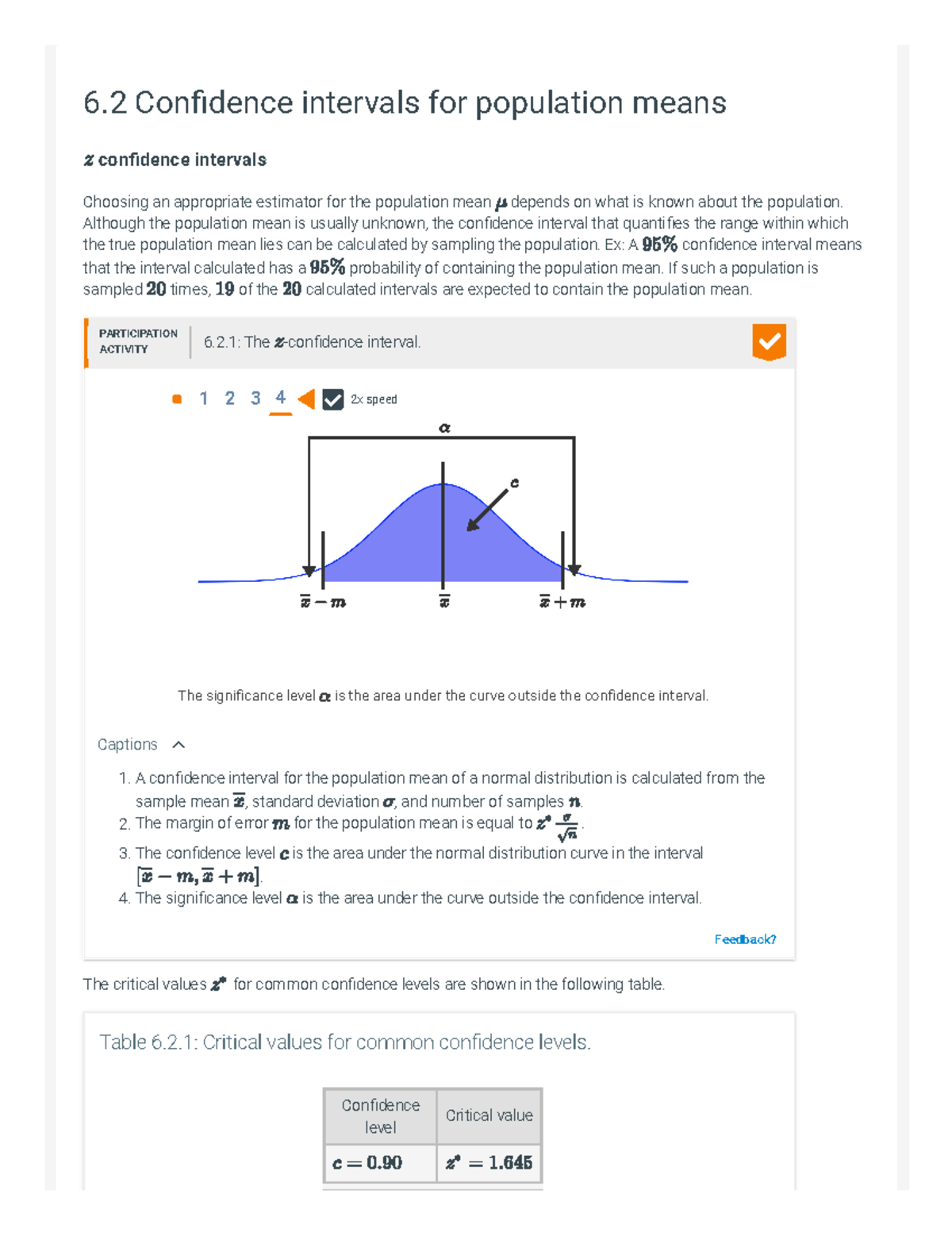 Section 6.2 - MAT 240 Applied Statistics zy Books - 6 Condence intervals for population means ...