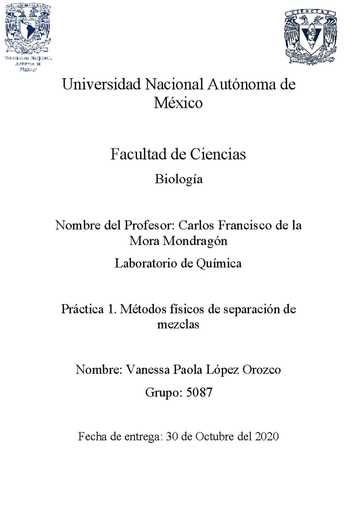 Practica 1. Métodos de separación. Práctica sobre la separación solutos ...