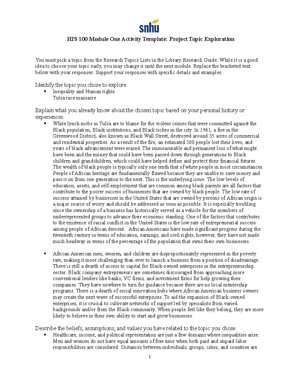 HIS 100 Module One Activity Template (1) - HIS 100 Module One Activity ...