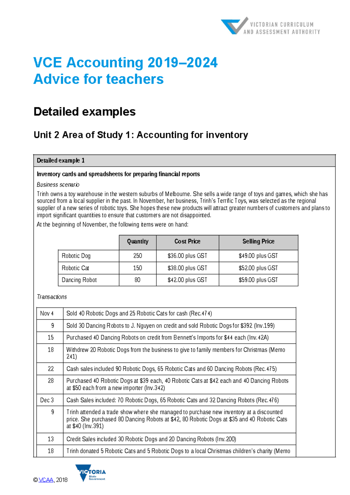 Unit 2 Ao S 1 Detailed example Acctg - VCE Accounting 2019– Advice for ...