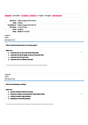 Graded Quiz Unit 3 Attempt review - Question 1 Correct Mark 1 out of 1 ...
