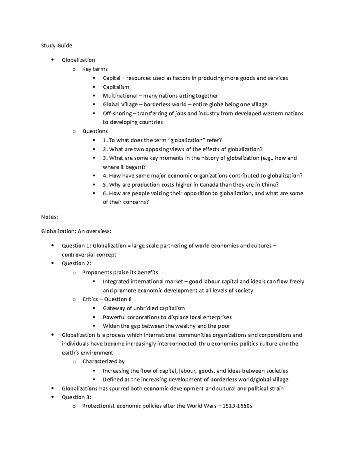 2020-11-08 - Study Notes on Globalization and Post WW2 from Lecture 8 ...