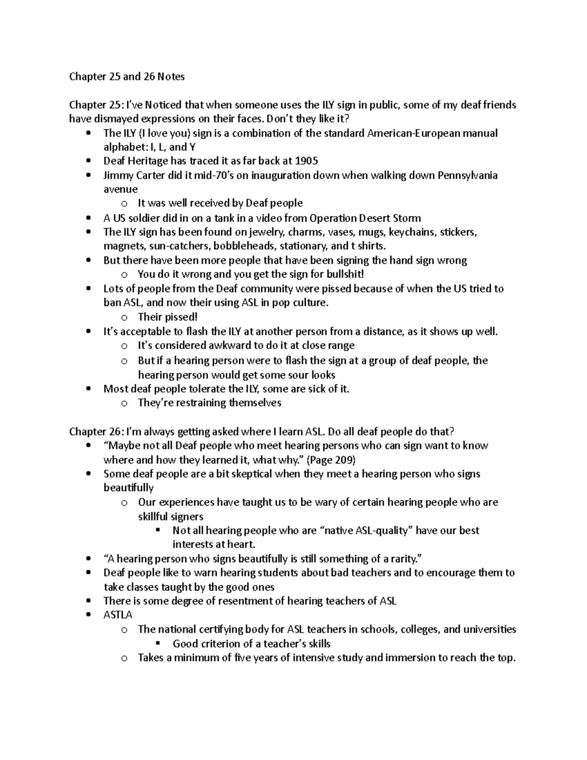 Chapter 25 and 26 Notes - For Hearing People Only Summary - Chapter 25 ...