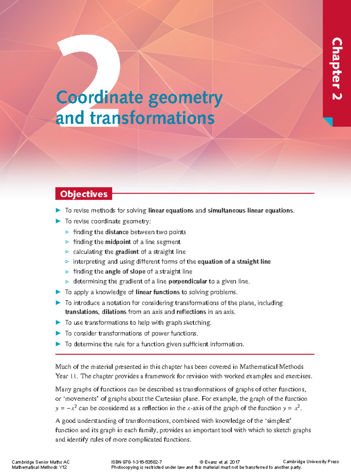 Chapter 2 Coordinate geometry and transformations - Chapter 2 2 ...