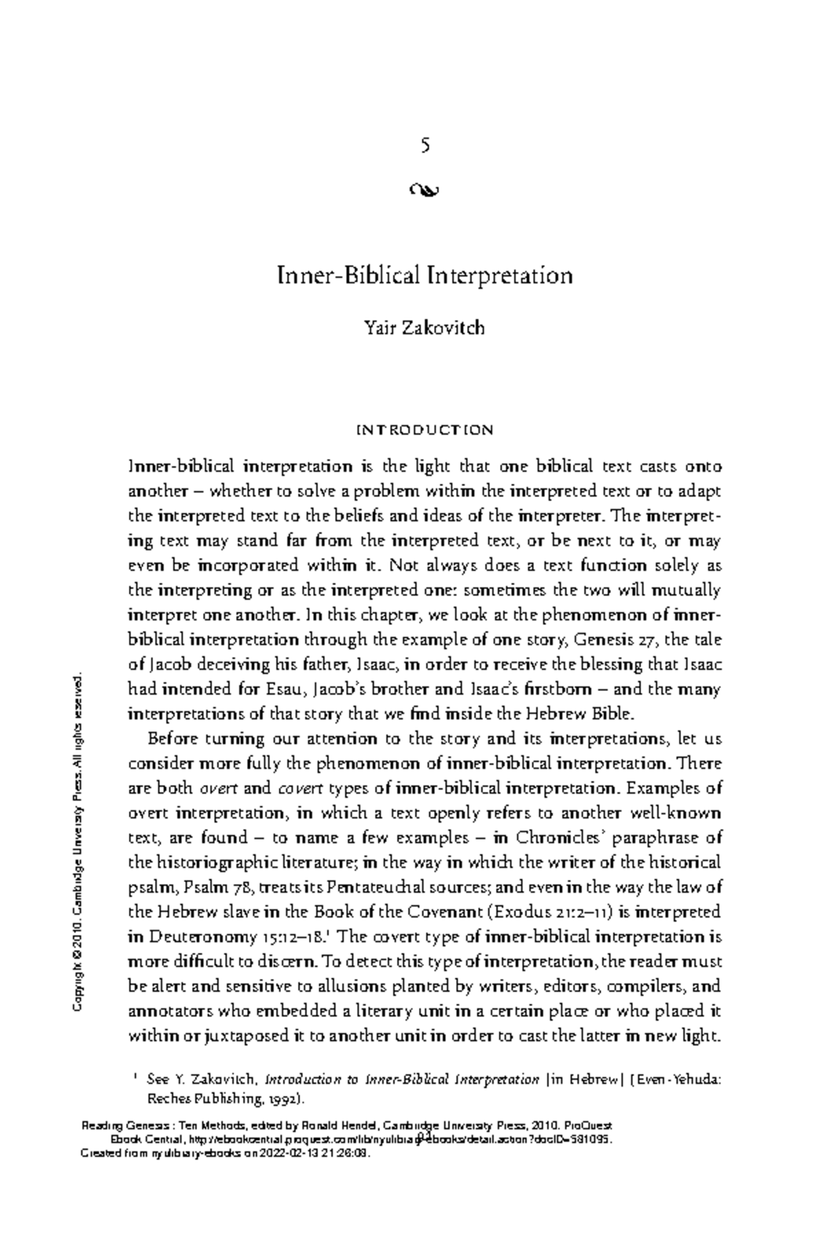 Inner-Biblical Interpretation Yair Zakovitch - Inner-Biblical ...