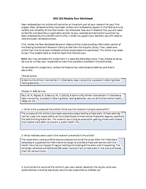 ENV 101 Milestone Two Worksheet - ENV 101 Milestone Two Worksheet Peer ...
