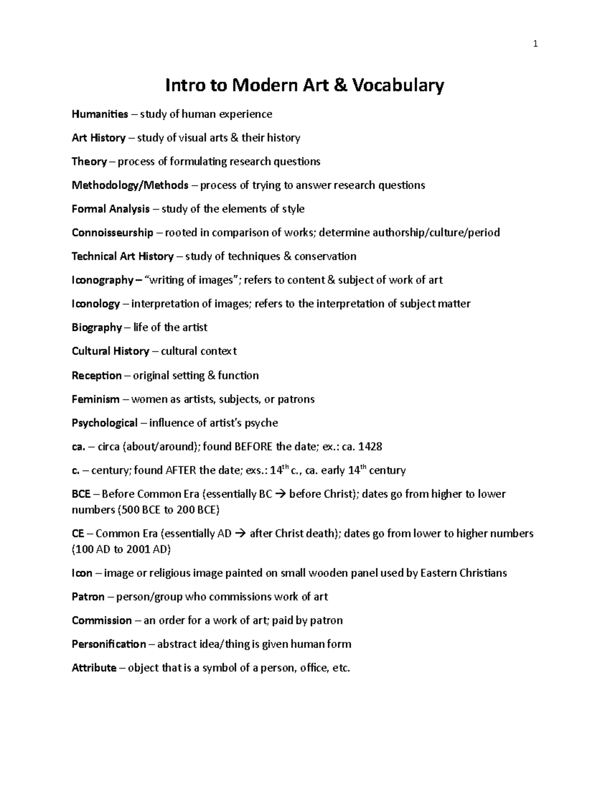 Intro to Modern Art and Vocabulary - Intro to Modern Art & Vocabulary ...