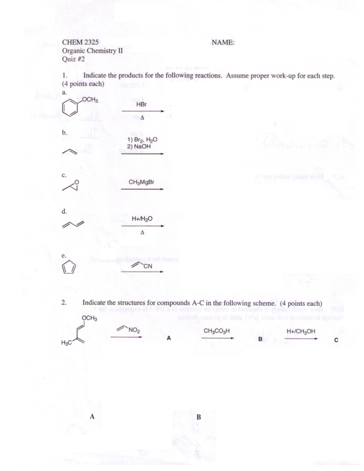 Quiz 2 Practice #2 - dkanksldba - CHEM 241 - Studocu