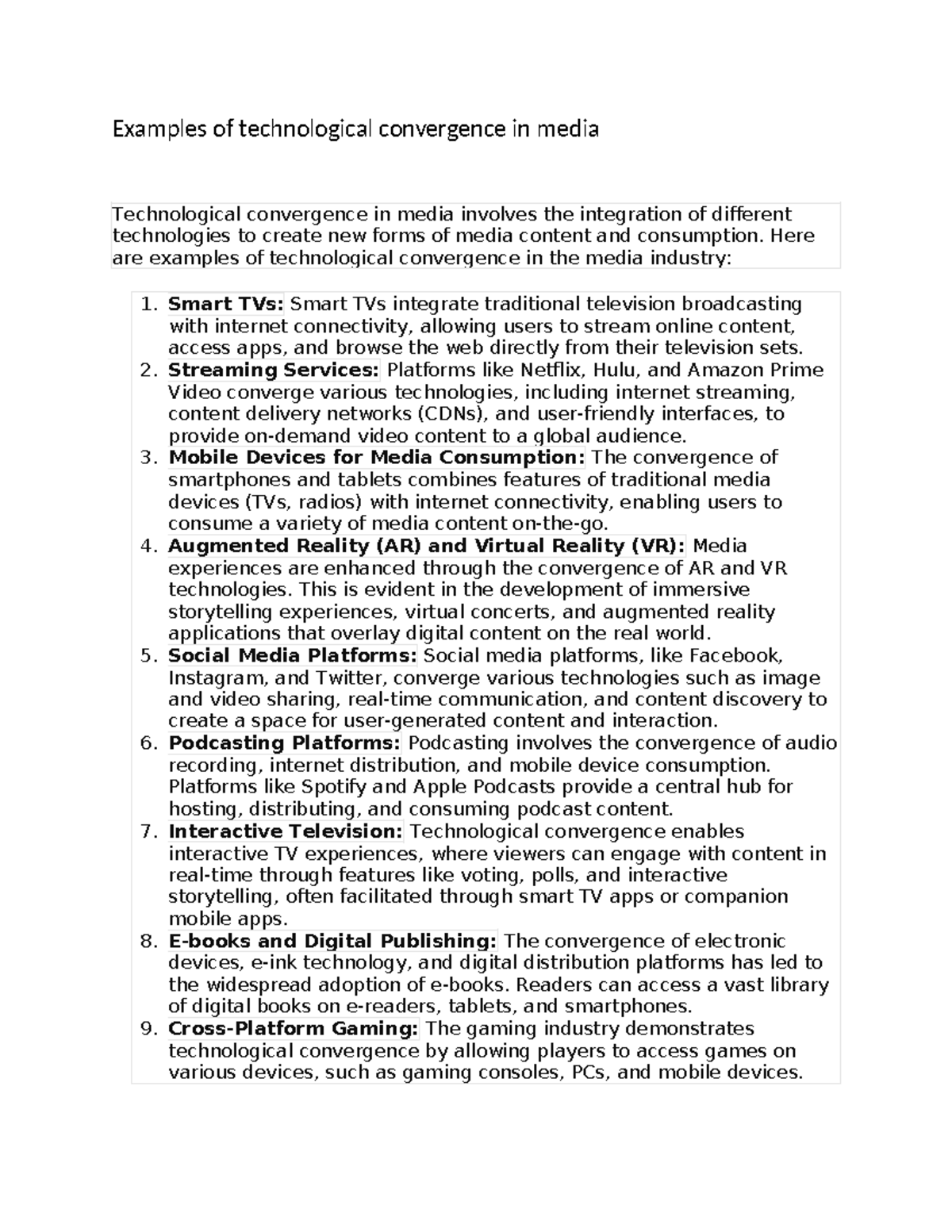 Examples of convergence in media - Examples of technological ...