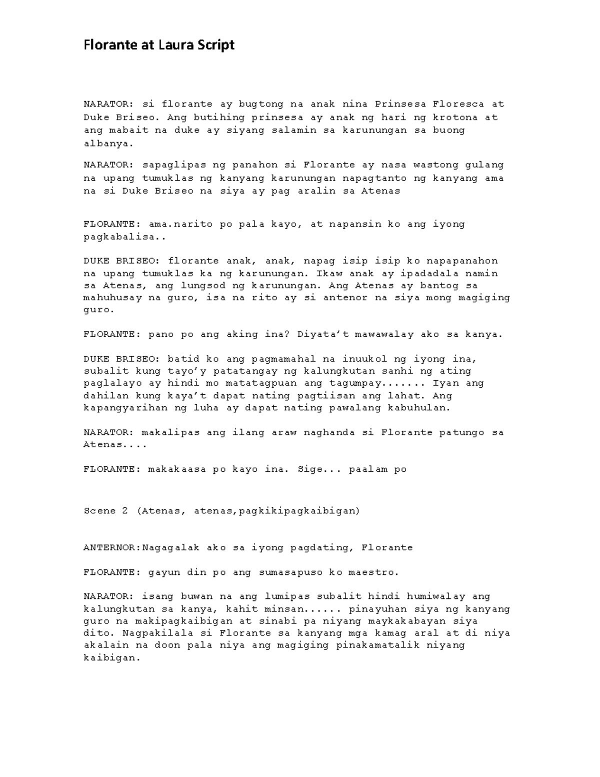 Florante AT Laura Script - Florante at Laura Script NARATOR: si ...