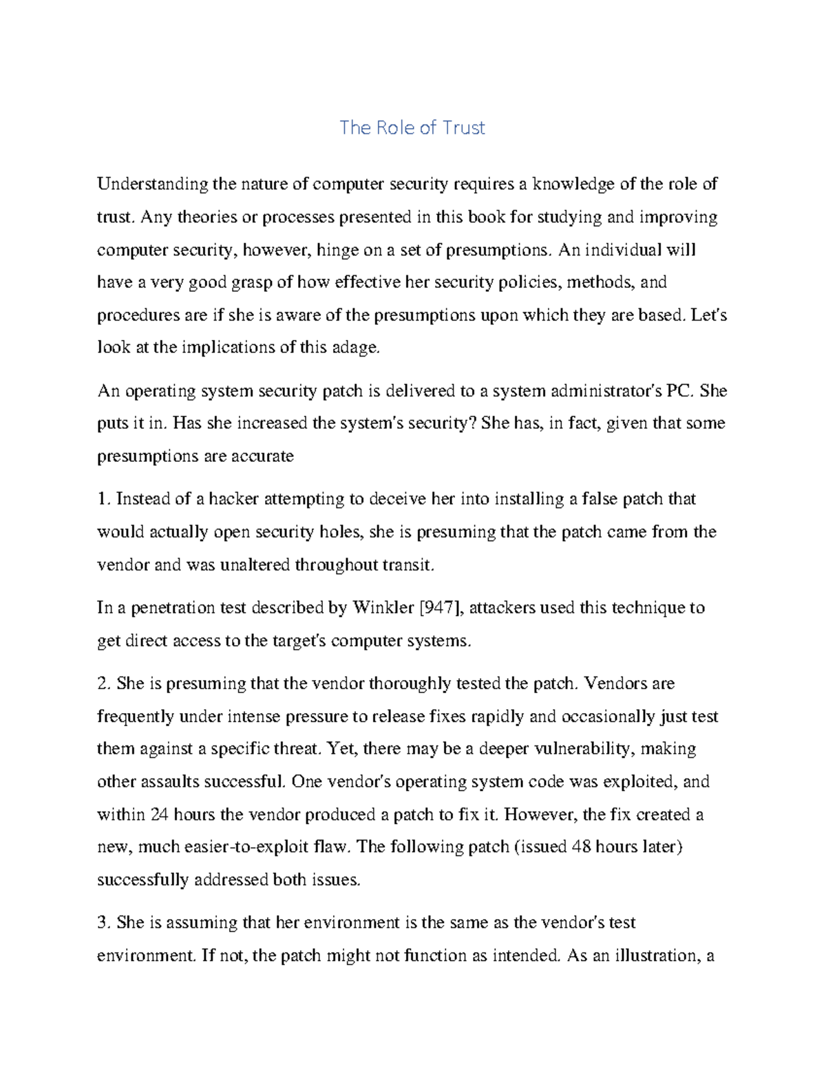 The Role of Trust - The Role of Trust Understanding the nature of ...