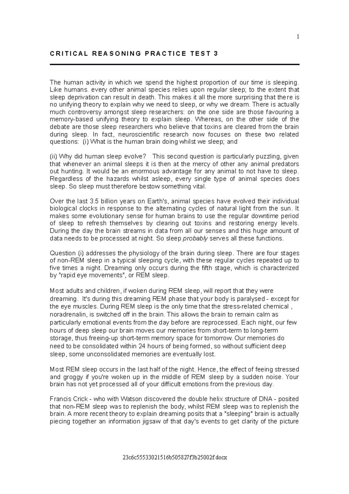 Critical Reasoning Practice TEST 3 - 1 CRITICAL REASONING PRACTICE TEST ...