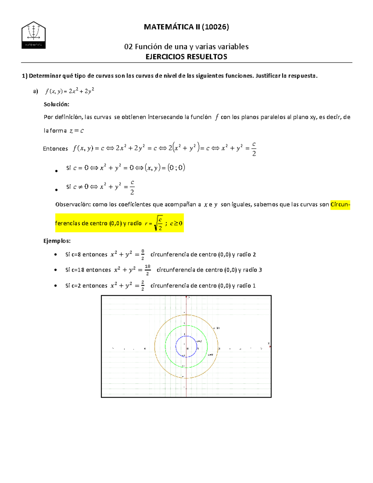 02 Ejercicios Resueltos Funcion de una y varias variables - 02 Función de una y varias variables ...