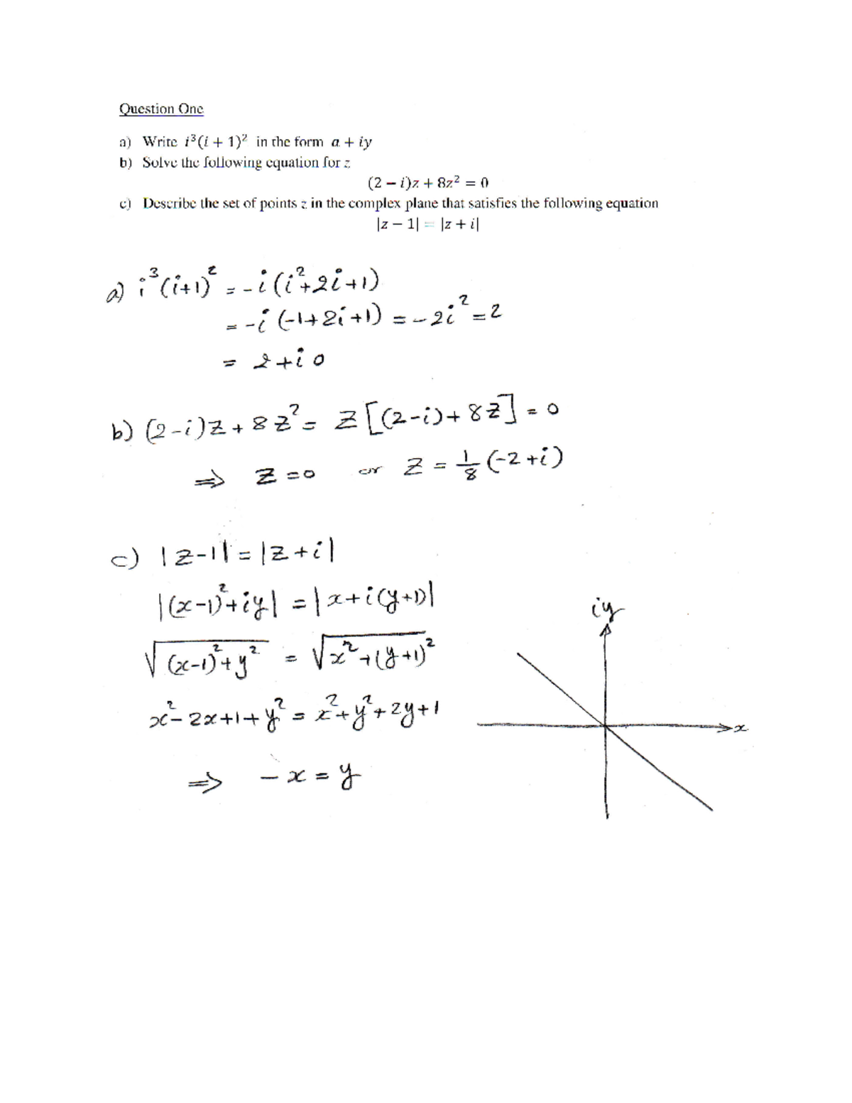Exam 2015 Questions And Answers Complex Analysis Midterm W A Write 12 In The Form A Iy B 3617