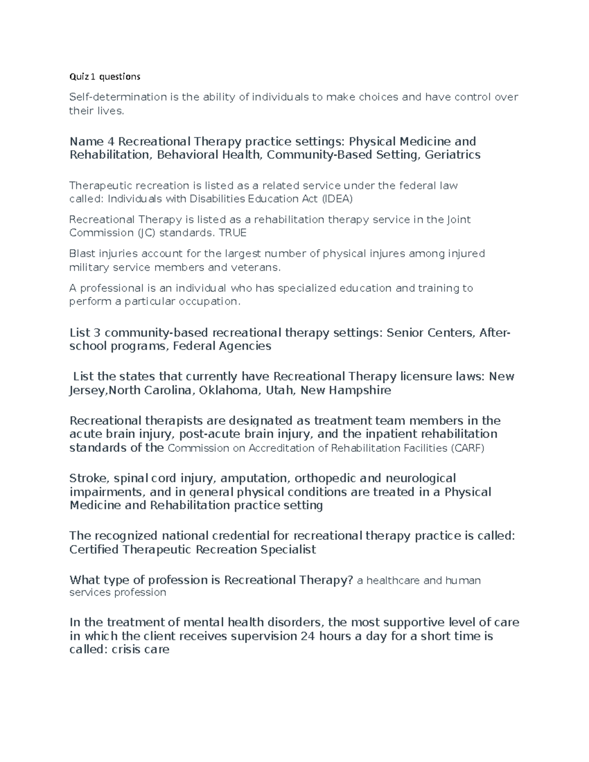 LEI3703 Notes - Quiz 1 questions Self-determination is the ability of ...