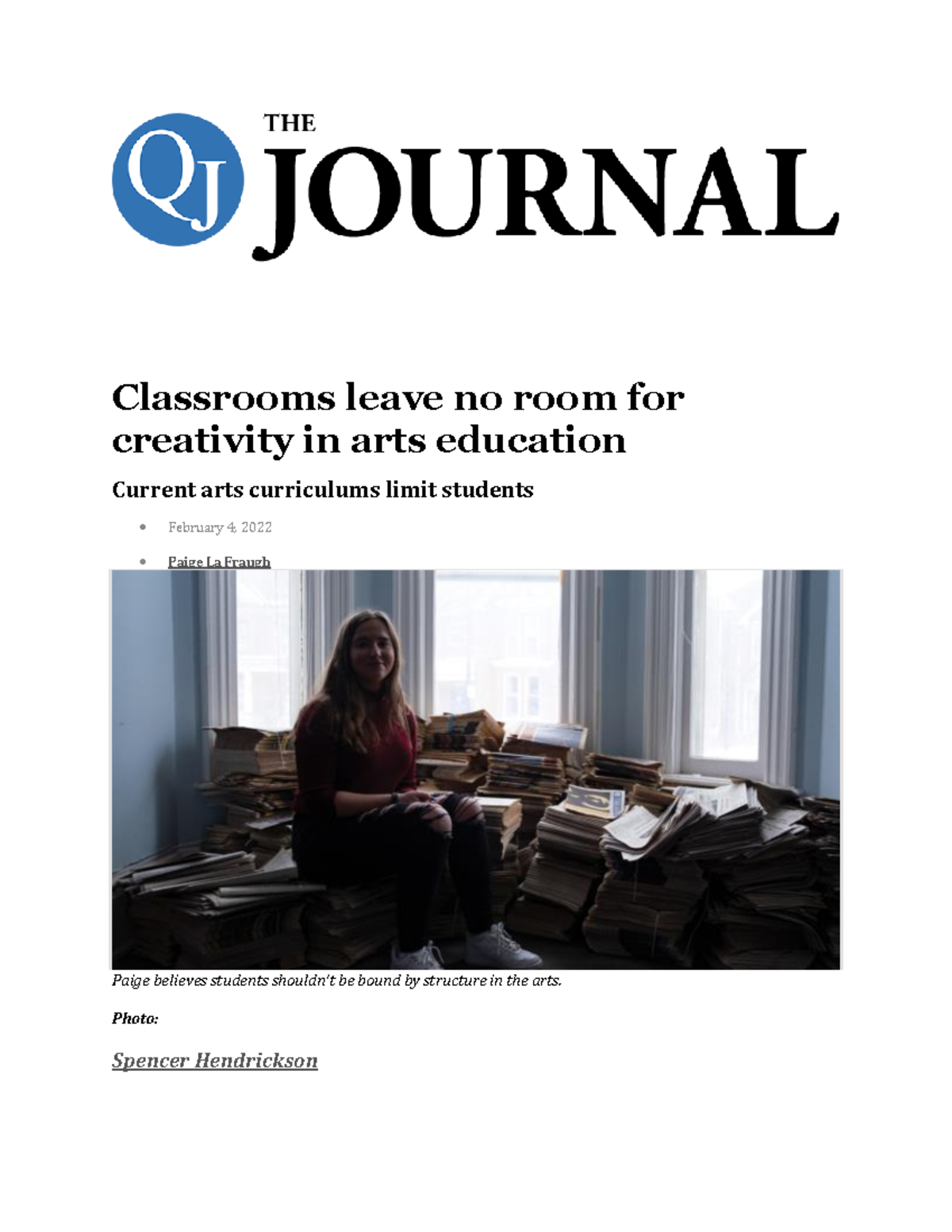 Classrooms leave no room for creativity in arts education - Classrooms ...