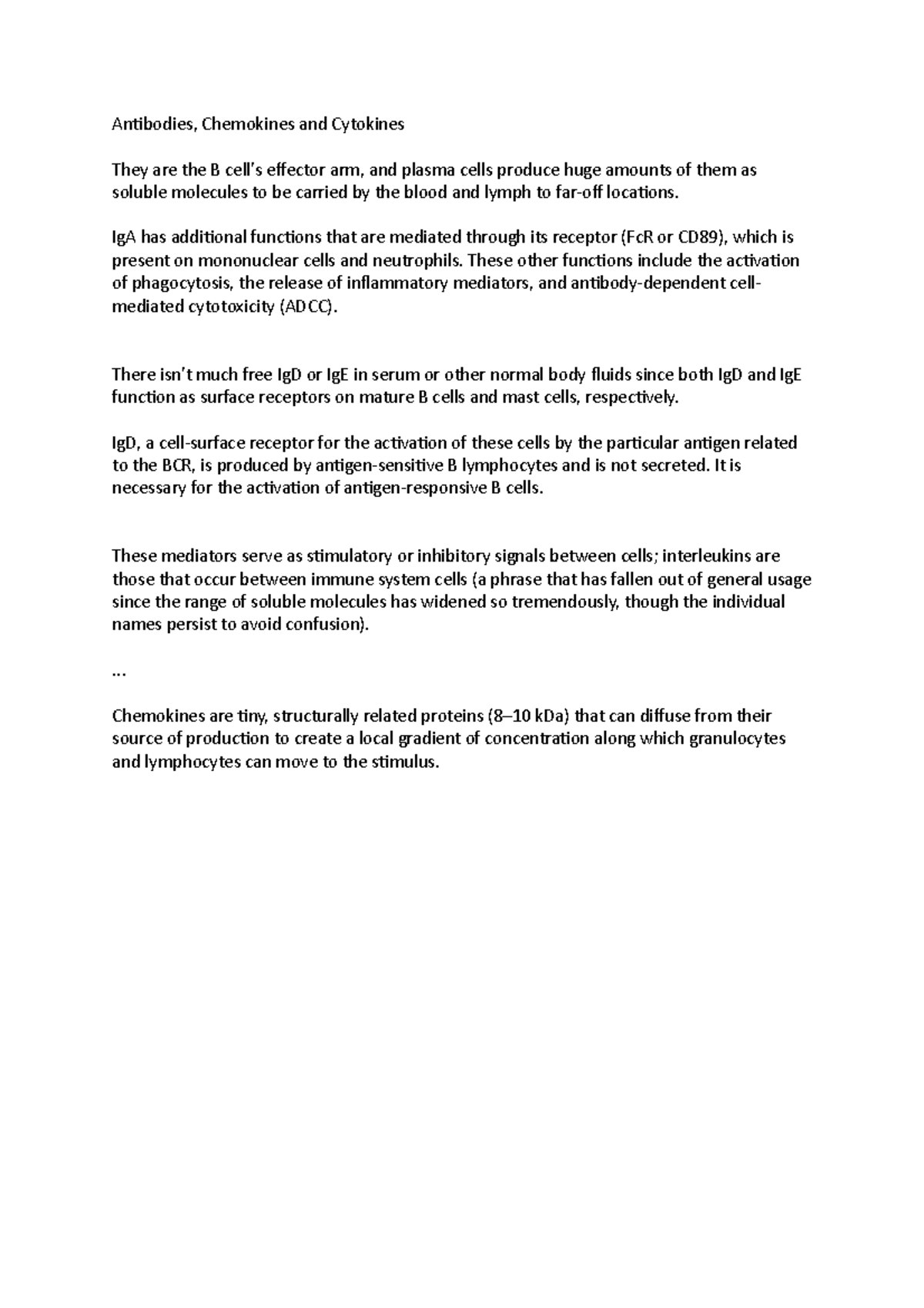 Antibodies - notes from biomedical science - Antibodies, Chemokines and ...