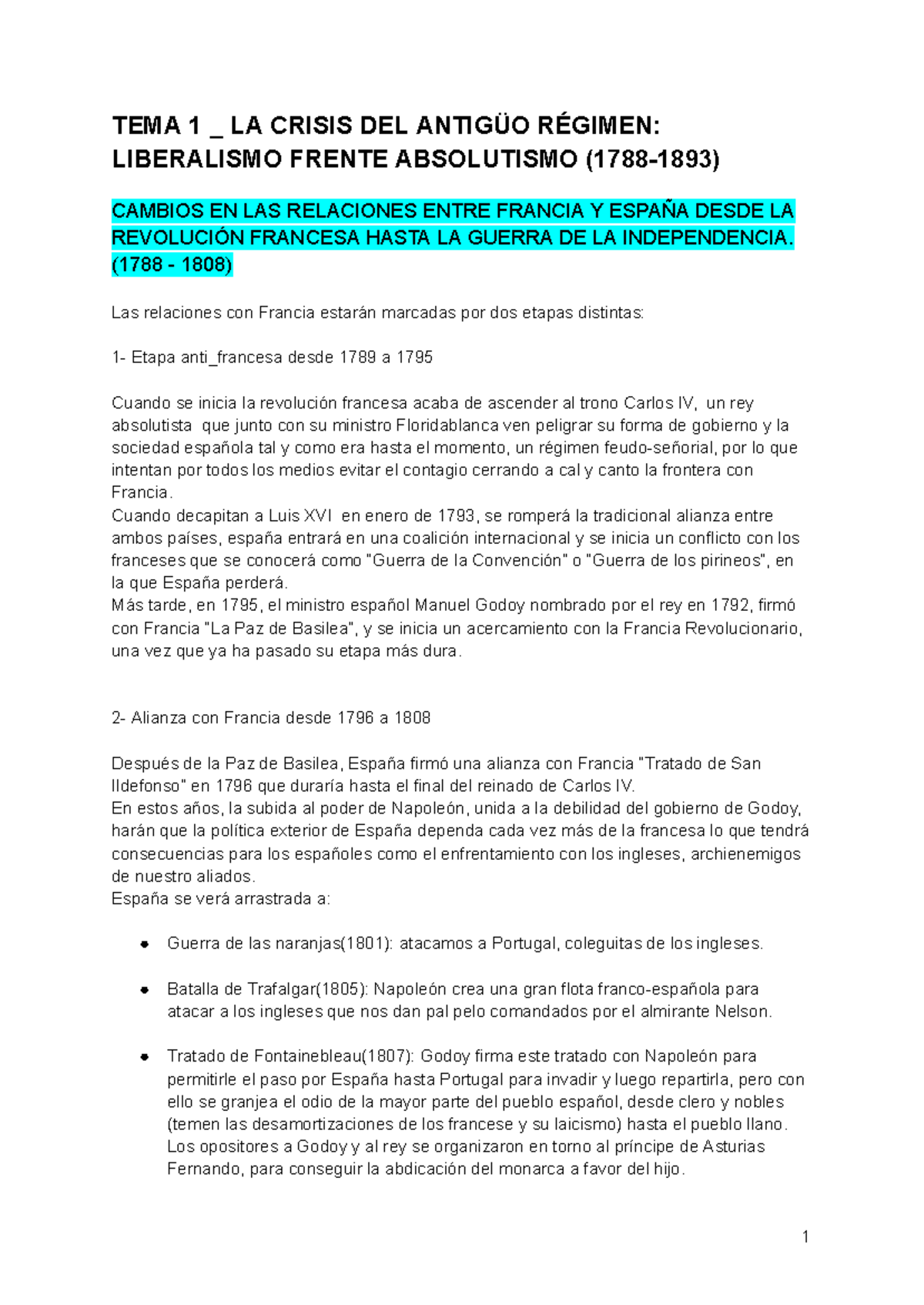TEMA 1 LA Crisis DEL Antigüo Régimen Liberalismo Frente Absolutismo (1788-1893) - TEMA 1 _ LA ...