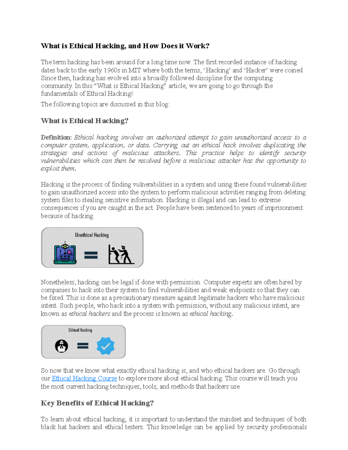 Ethical Hacking unit I - nil - What is Ethical Hacking, and How Does it Work? The term hacking ...