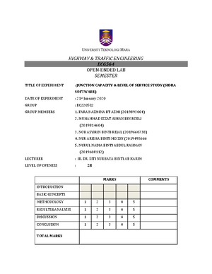 Traffic Volume Study LAB Report - HIGHWAY & TRAFFIC ENGINEERING ECG ...