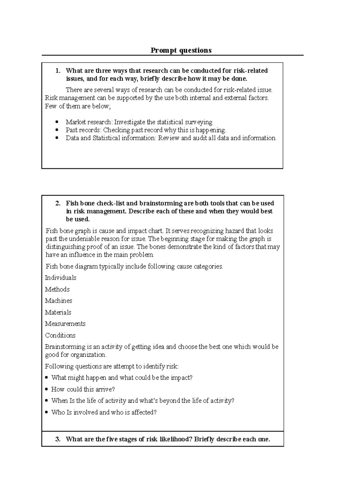 Asses 4 Prompt questions - Prompt questions What are three ways that ...