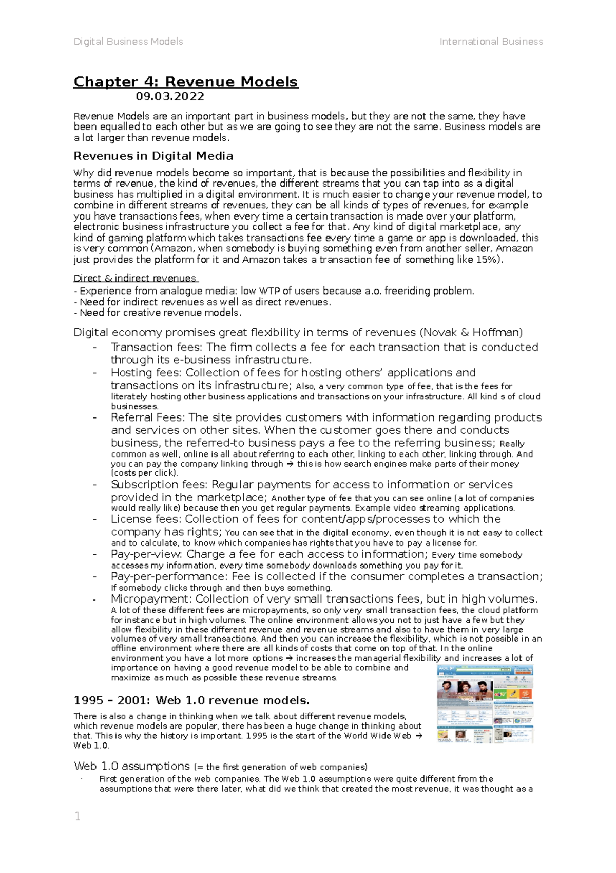 Chapter 4 (dbm) - Summary of lectures - Chapter 4: Revenue Models 09 ...