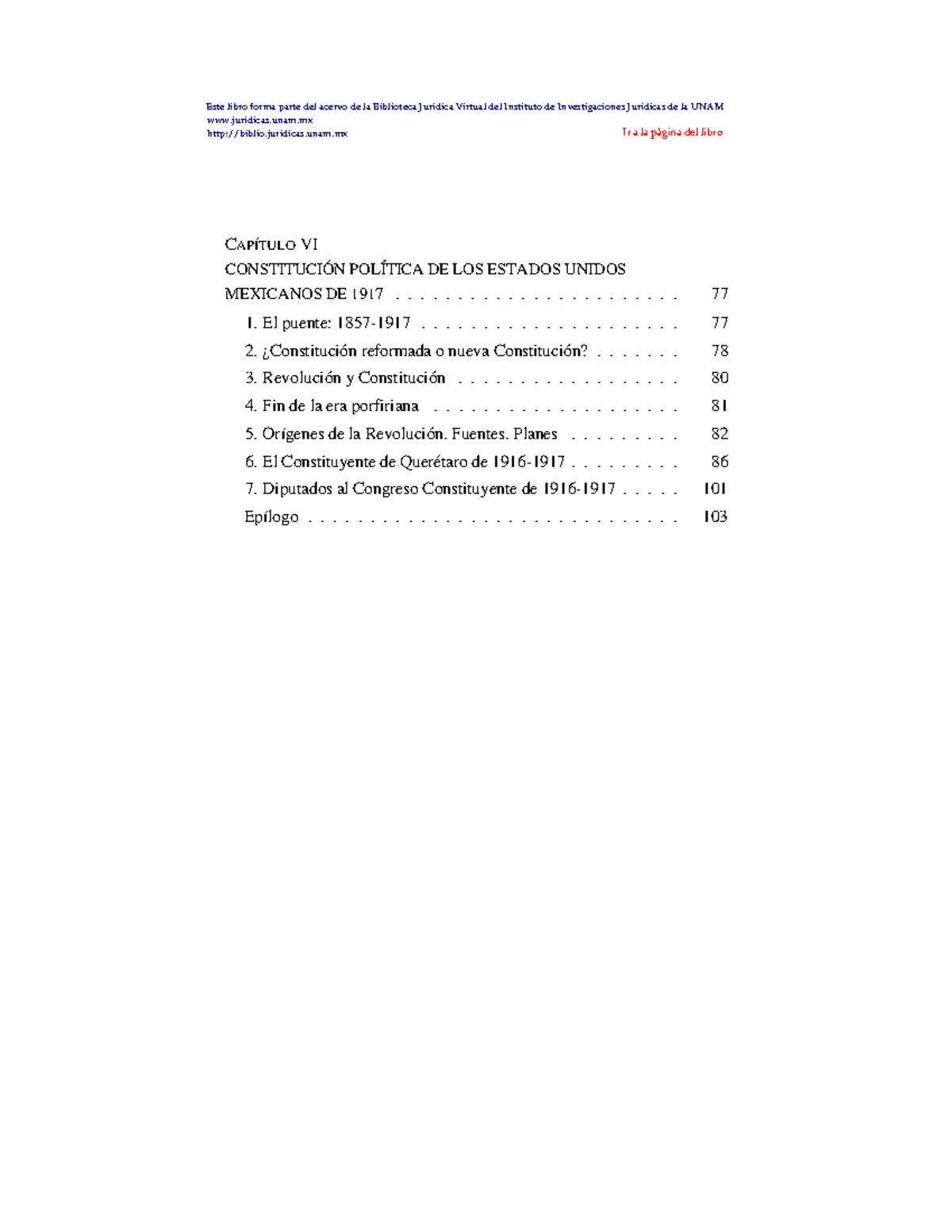 1. Rabasa- Historia de la Cpeum - CAPÍTULO VI CONSTITUCIÓN POLÍTICA DE ...