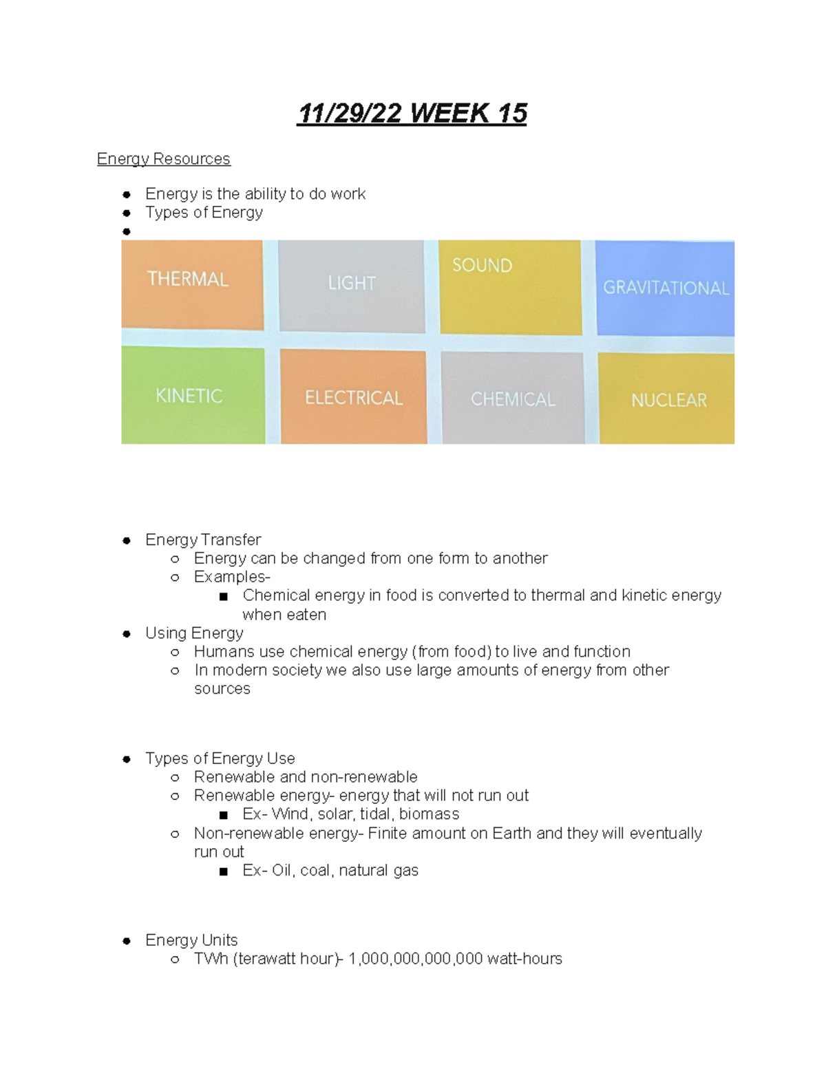 Week 15- Energy resources, energy comparisons, natural gas reserve - 11 ...
