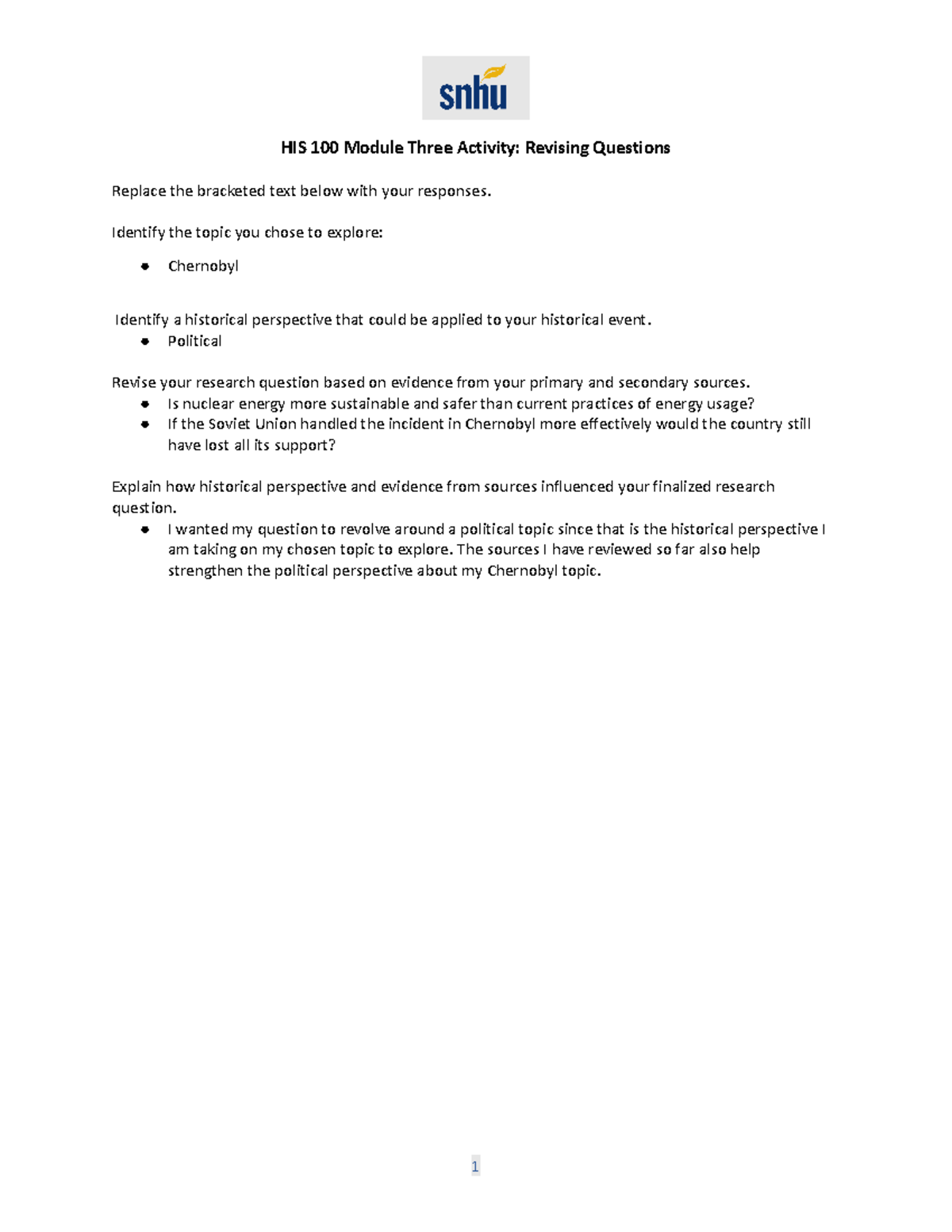 HIS 100 Module Three Activity Revising Questions - HIS 100 Module Three ...