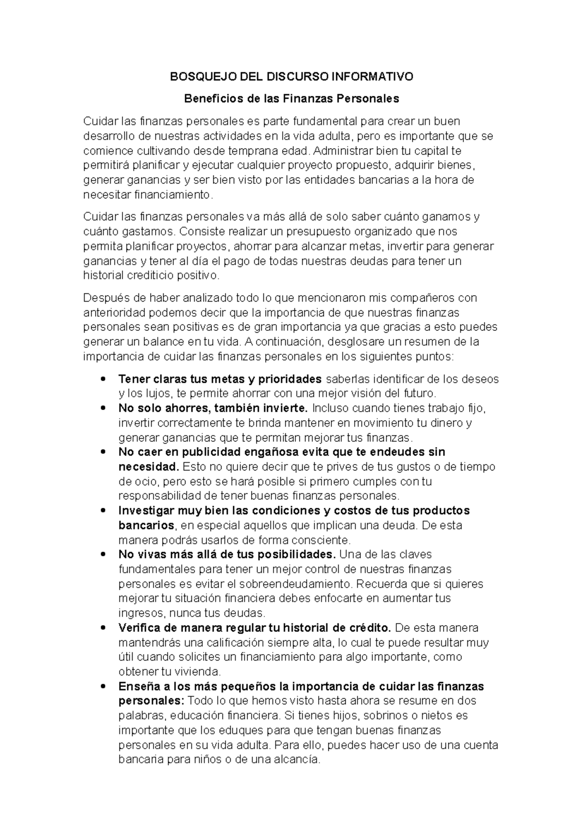 Discurso DE Entretenimiento - BOSQUEJO DEL DISCURSO INFORMATIVO ...