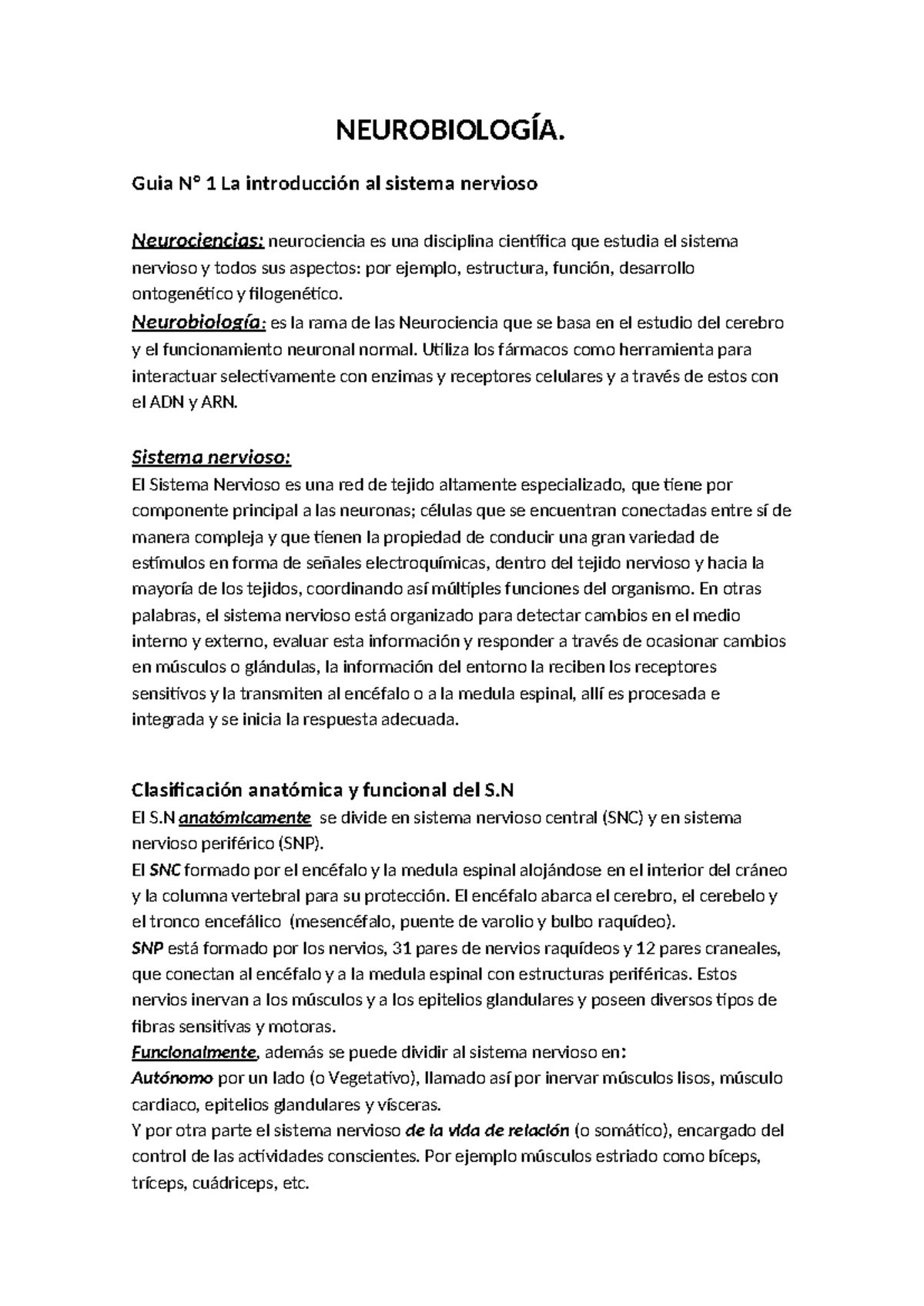 Neurobiología - 2024 guias completas primer parcial - NEUROBIOLOGÍA ...