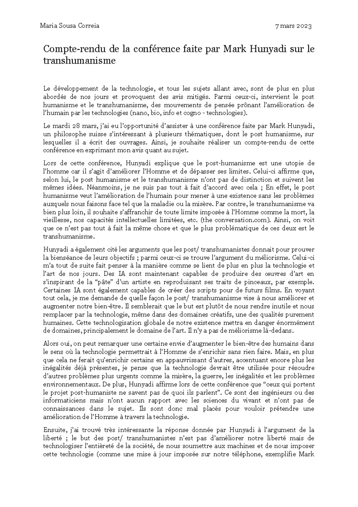 Compte-rendu conférence de Mark Hunyadi sur le transhumanisme - Maria ...