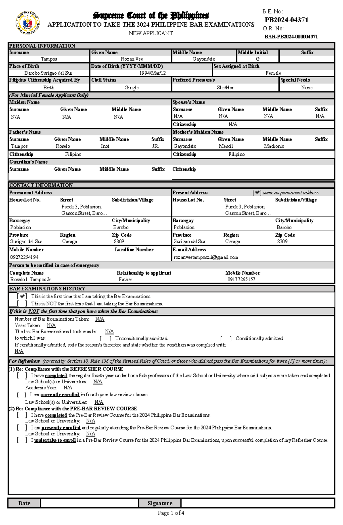 Application Form - informative - Supreme Court of the Philippines ...