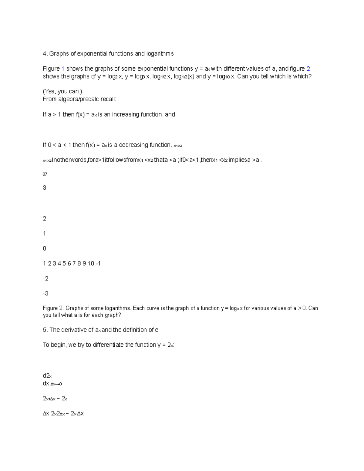 4 - lecture notes calc - Graphs of exponential functions and logarithms ...