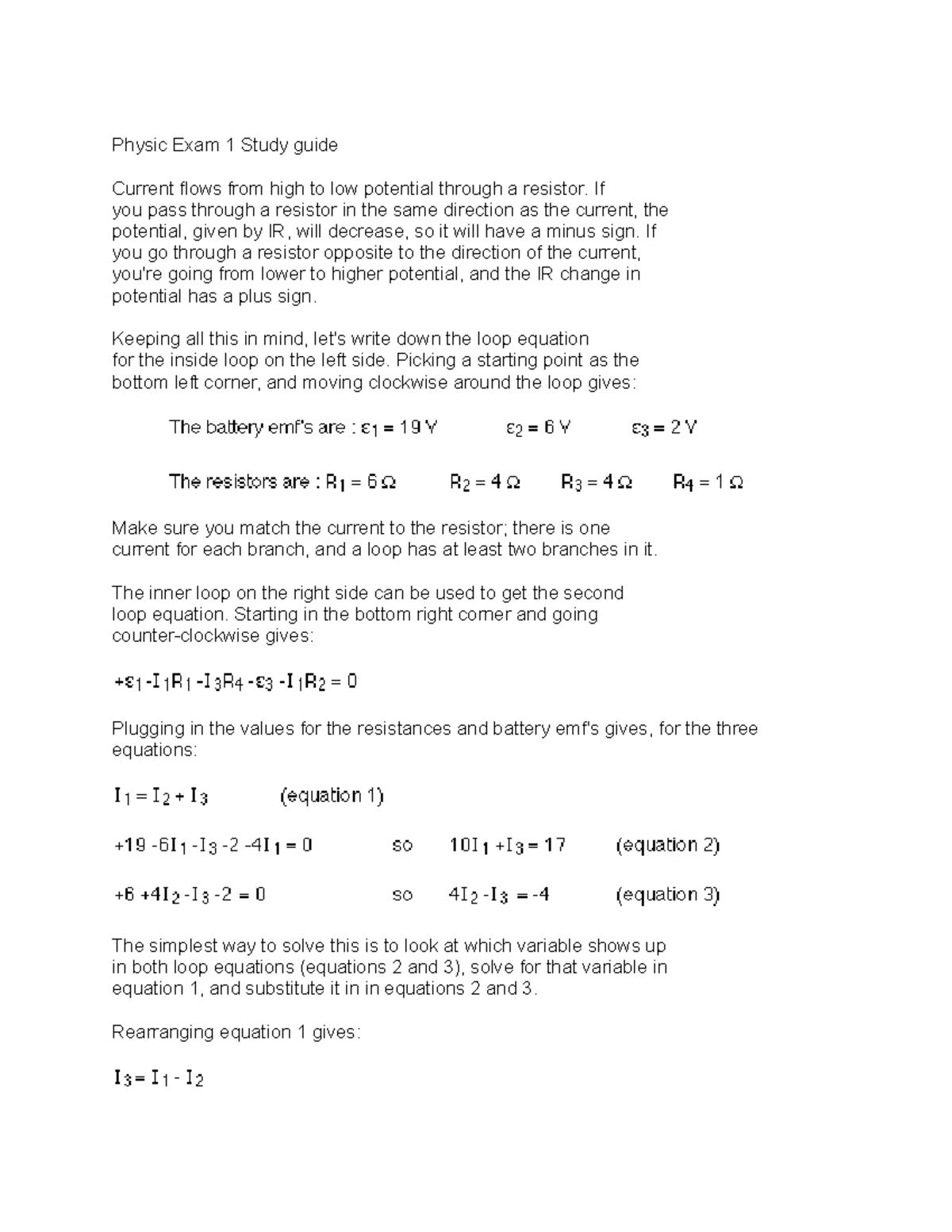Physic Exam 1 Study guide - Physic Exam 1 Study guide Current flows ...