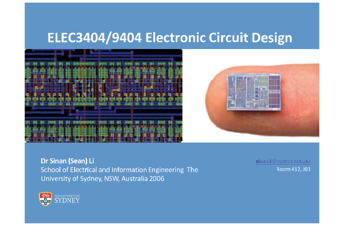 ELEC3404 9404 Lecture 5 slides - Recap: Three BasicConfigurations ...
