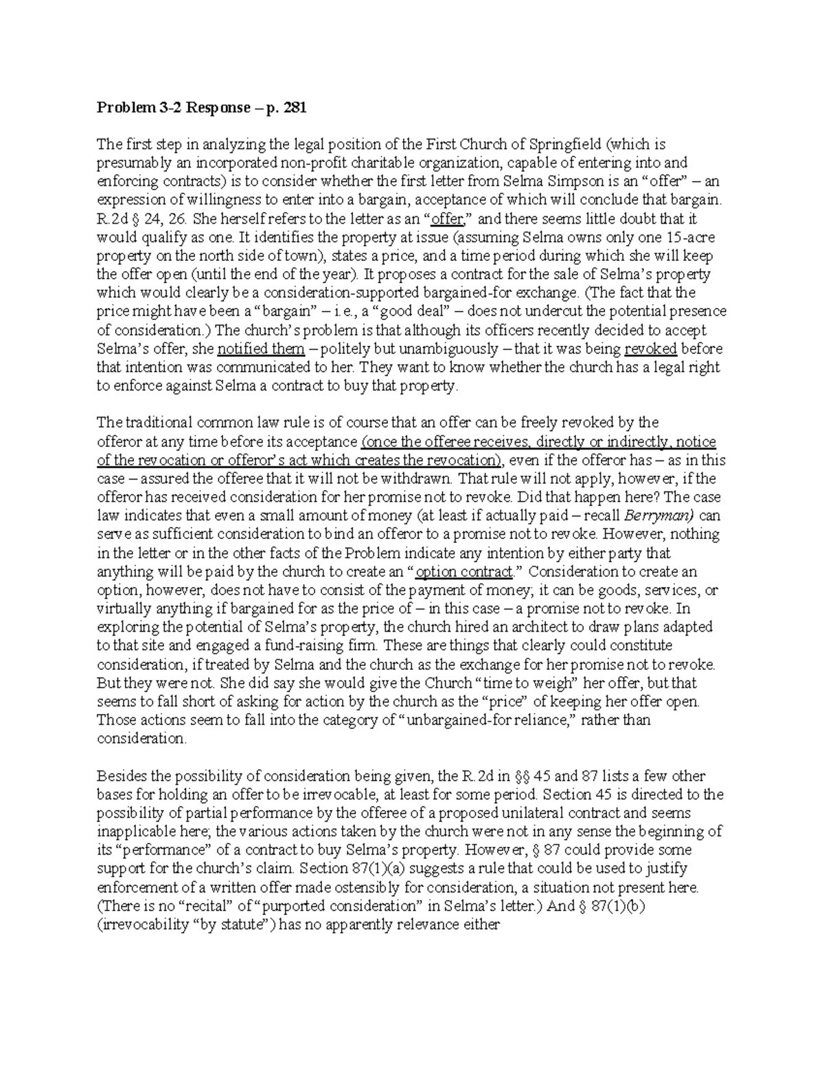 Prob 3-2 Response - Legal Foundations Of Business - Problem 3-2 Response – p. 281 The first step ...