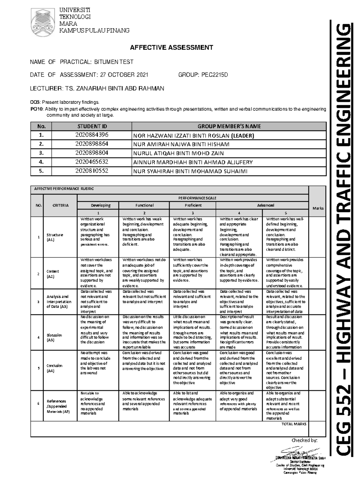 Bitumen TEST ( Group 3) lab report completed - UNIVERSITI TEKNOLOGI ...