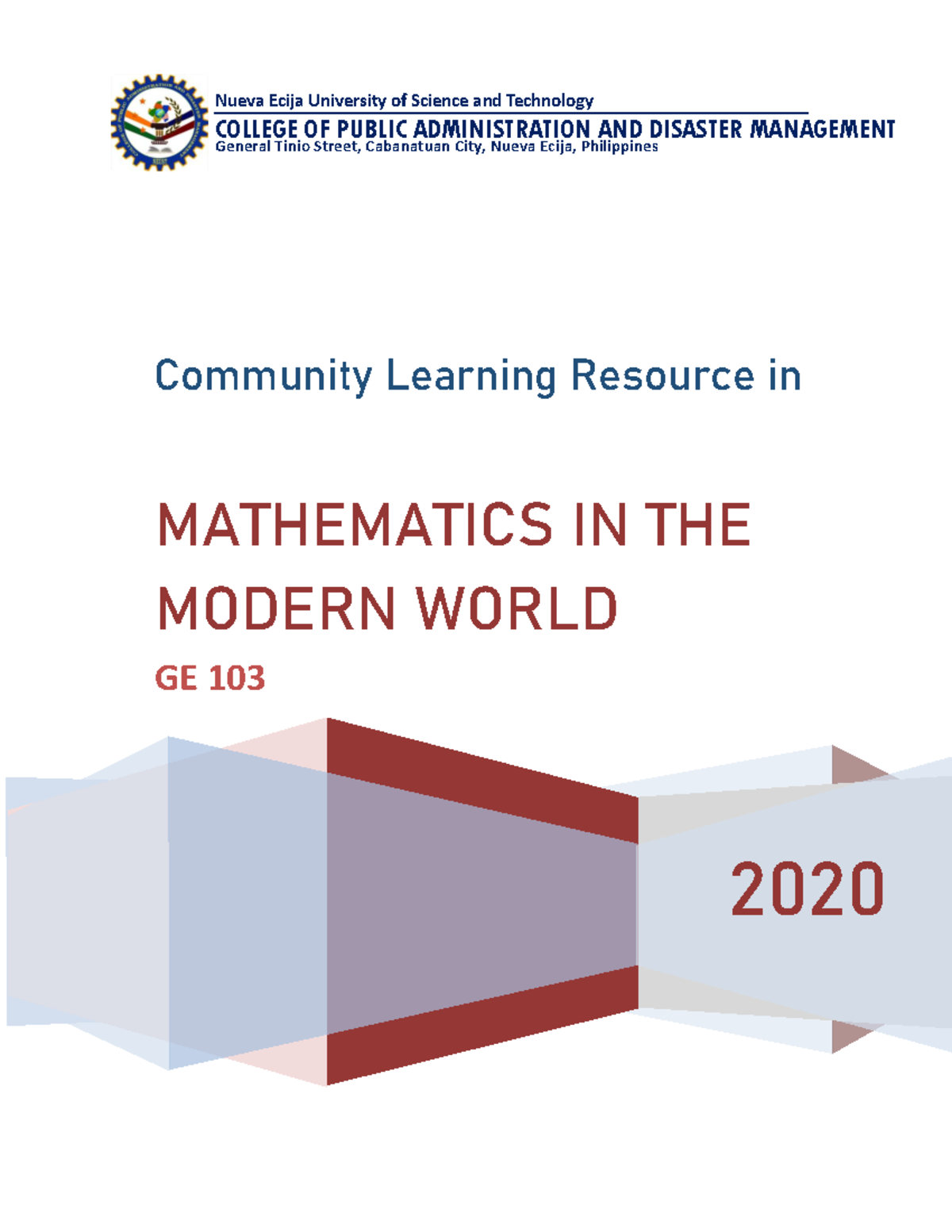 Mathematics in the Modern World - 2020 MATHEMATICS IN THE MODERN WORLD ...