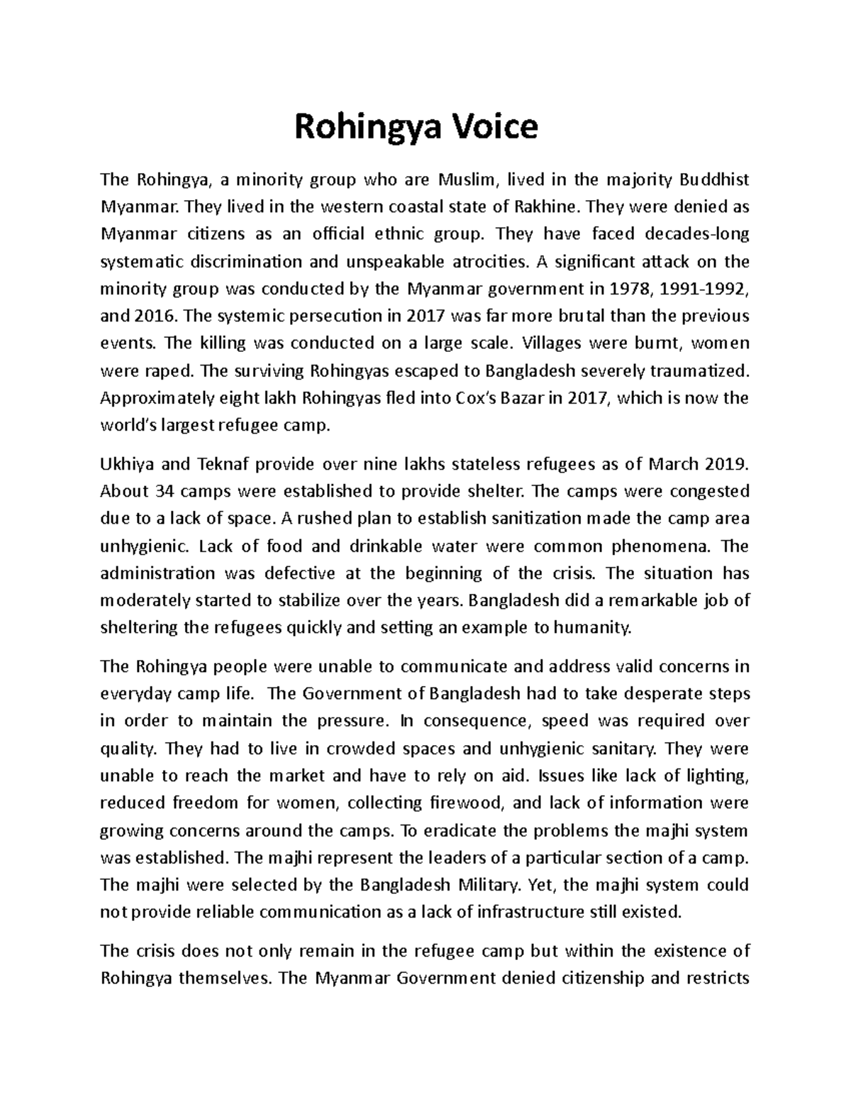 Rohingya Voice(1812817042) - Rohingya Voice The Rohingya, a minority ...